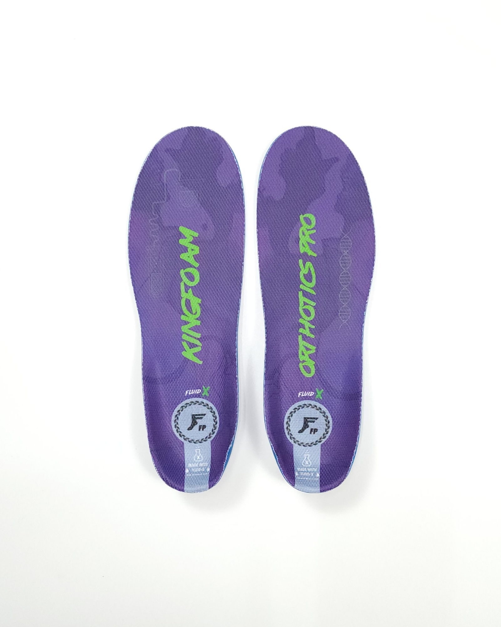 FP Kingfoam Orthotics Fluid-X Pro Hi Insoles - Purple Camo/Green ...